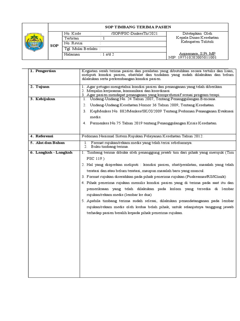 SOP Timbang Terima | PDF