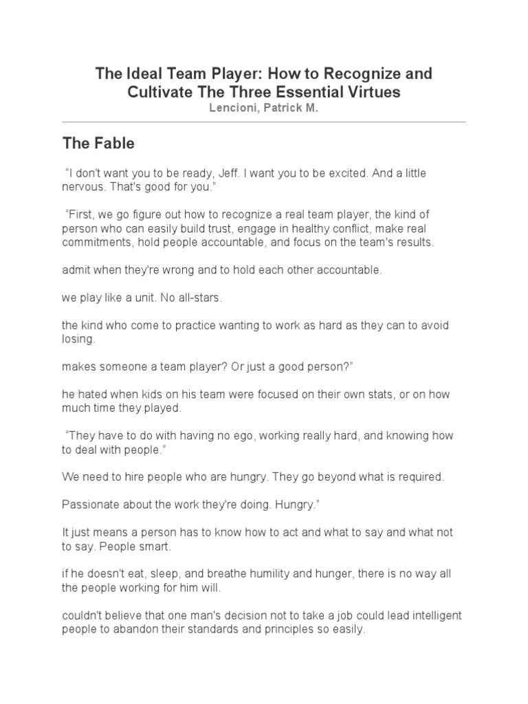 The Ideal Team Player | PDF | Humility | Behavioural Sciences