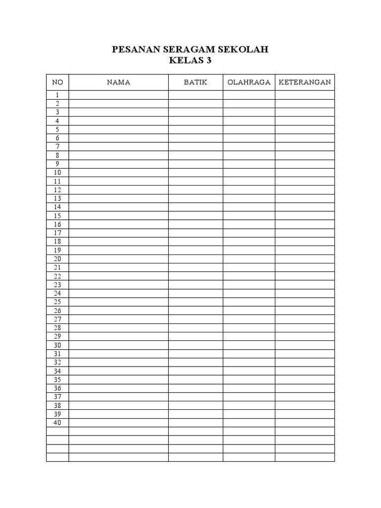 Pesanan Seragam Sekolah | PDF