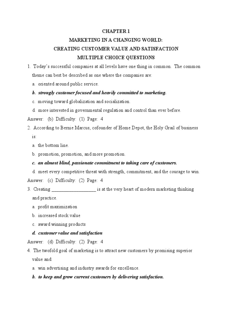 CHAPTER 1 Review Questions | PDF | Marketing | Customer