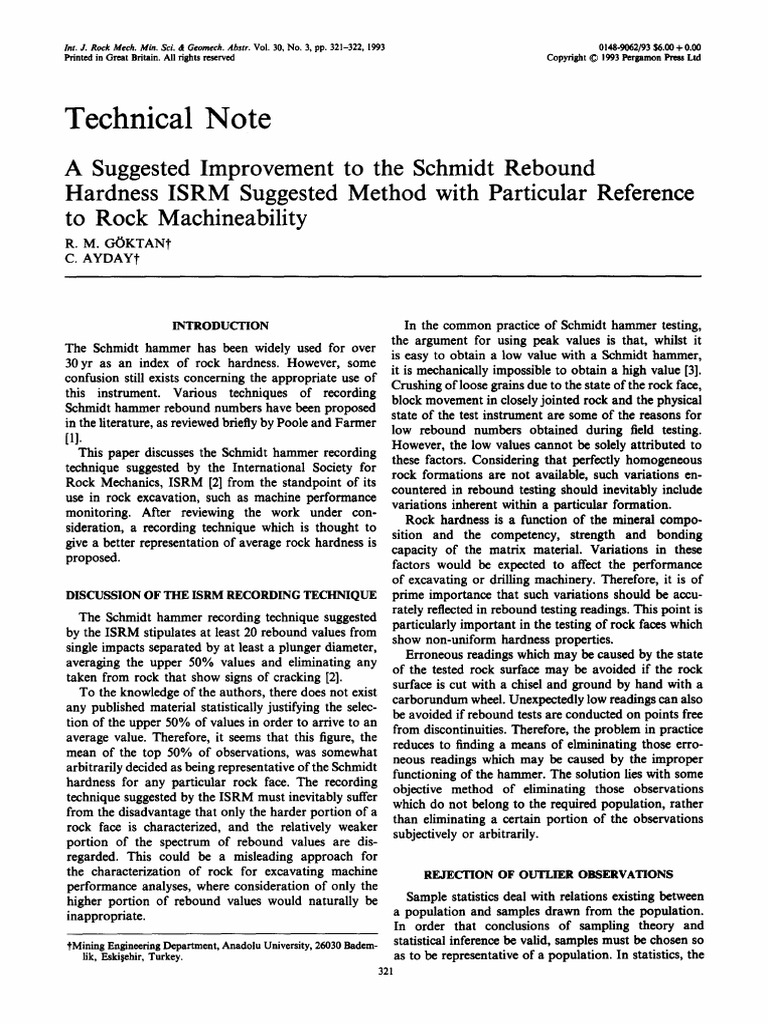 Isrm Suggested Improvement On Schimdt Rebound Hardness - 1993 | PDF ...