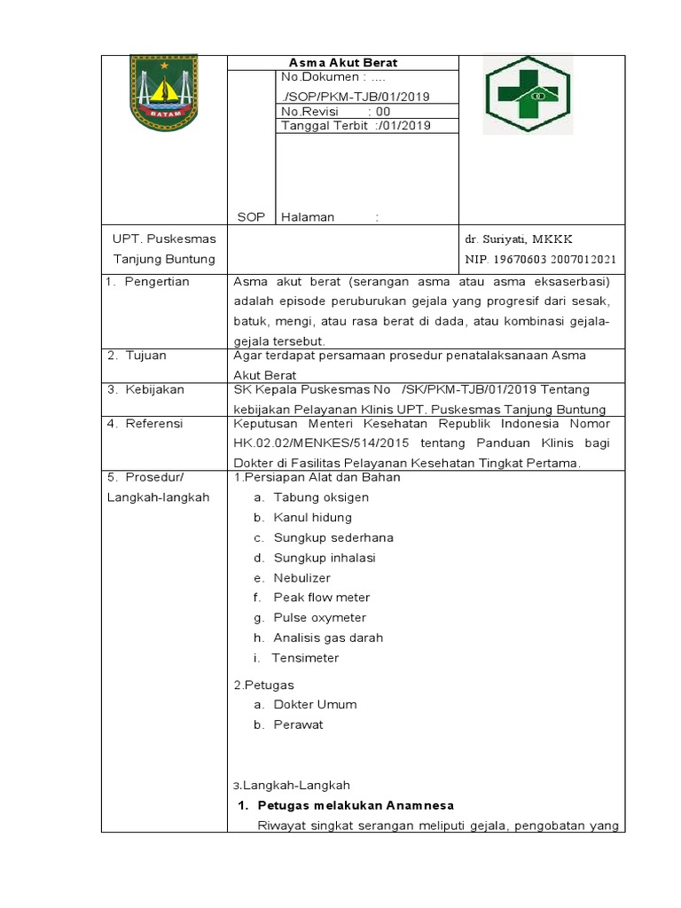 SOP Asma Akut | PDF