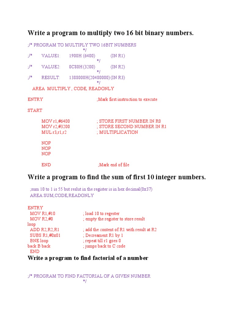 Write A Program To Multiply Two 16 Bit Binary Numbers | PDF | Array Data Structure | Multiplication