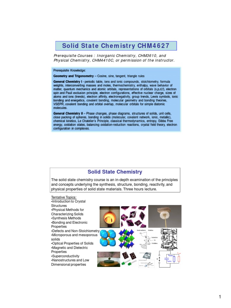 Solid State Chemistry: An In-Depth Examination of Structure, Bonding, and Properties of Extended ...