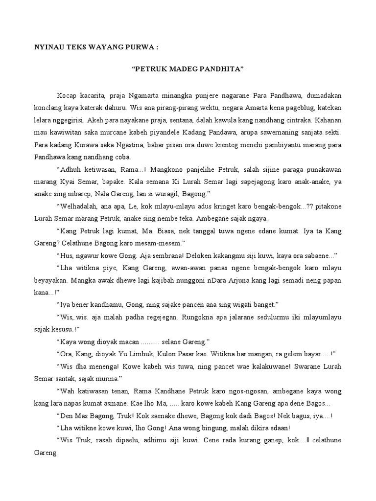 Materi 1 - Nyinau Teks Wayang Purwa | PDF