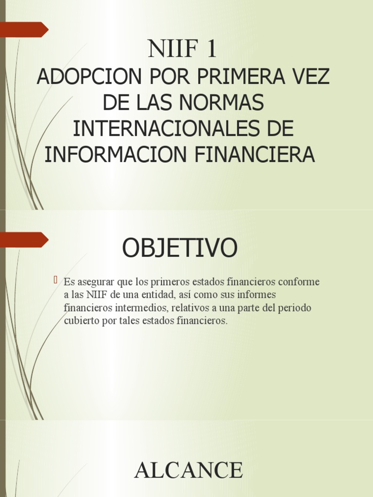 Adopcion de NIIF 1 | PDF | normas internacionales de INFORMACION ...