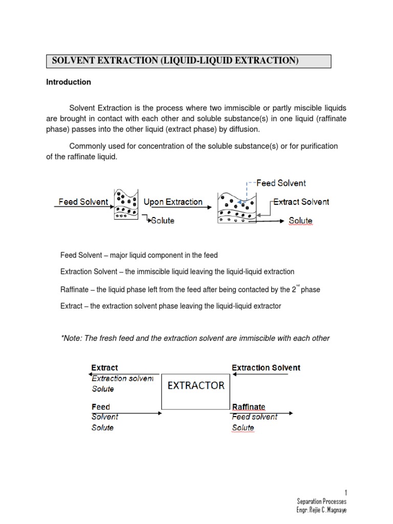 Lec No.6 Solvent Extraction | PDF | Phase (Matter) | Solution
