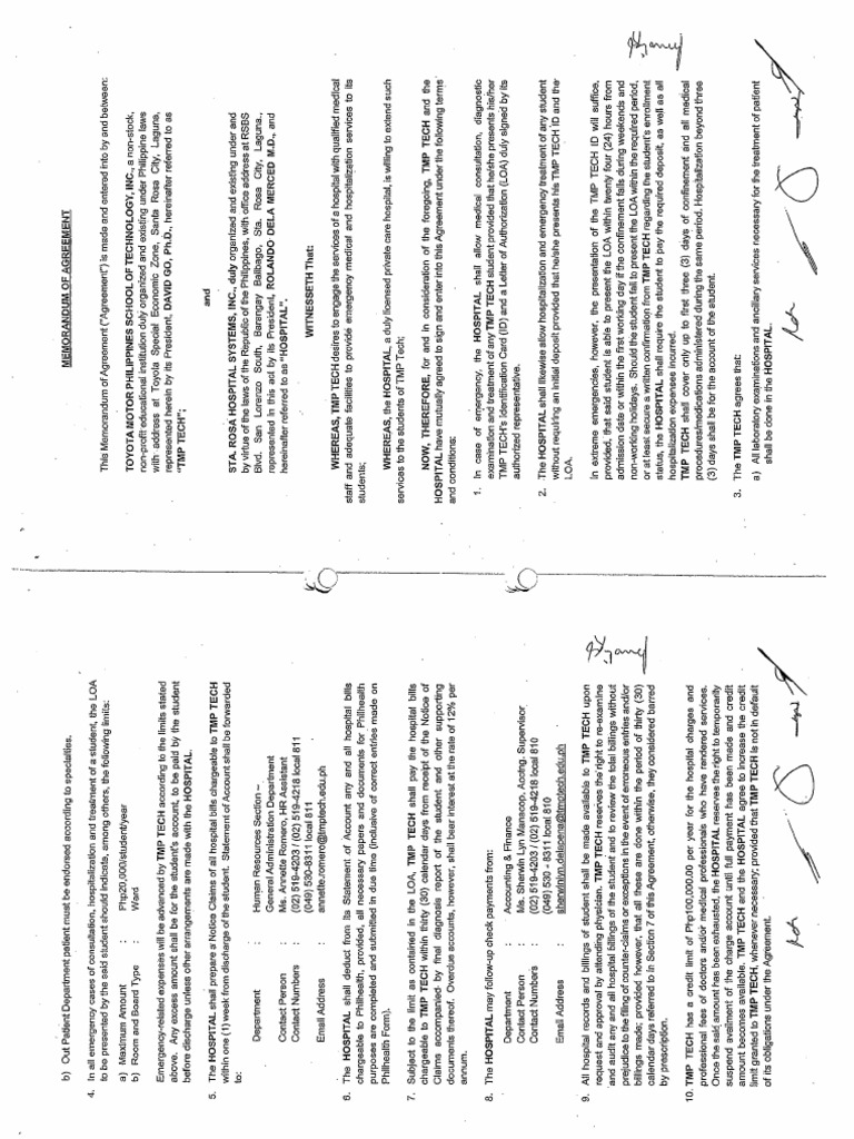 Sample Moa With Hospital | PDF
