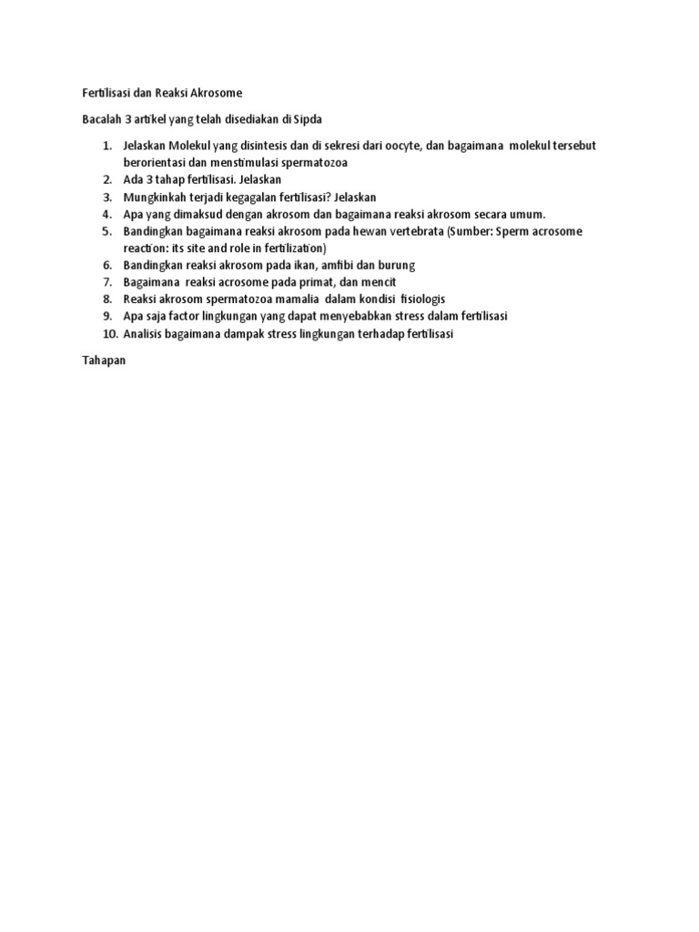 Reaksi Akrosom dalam Fertilisasi | PDF