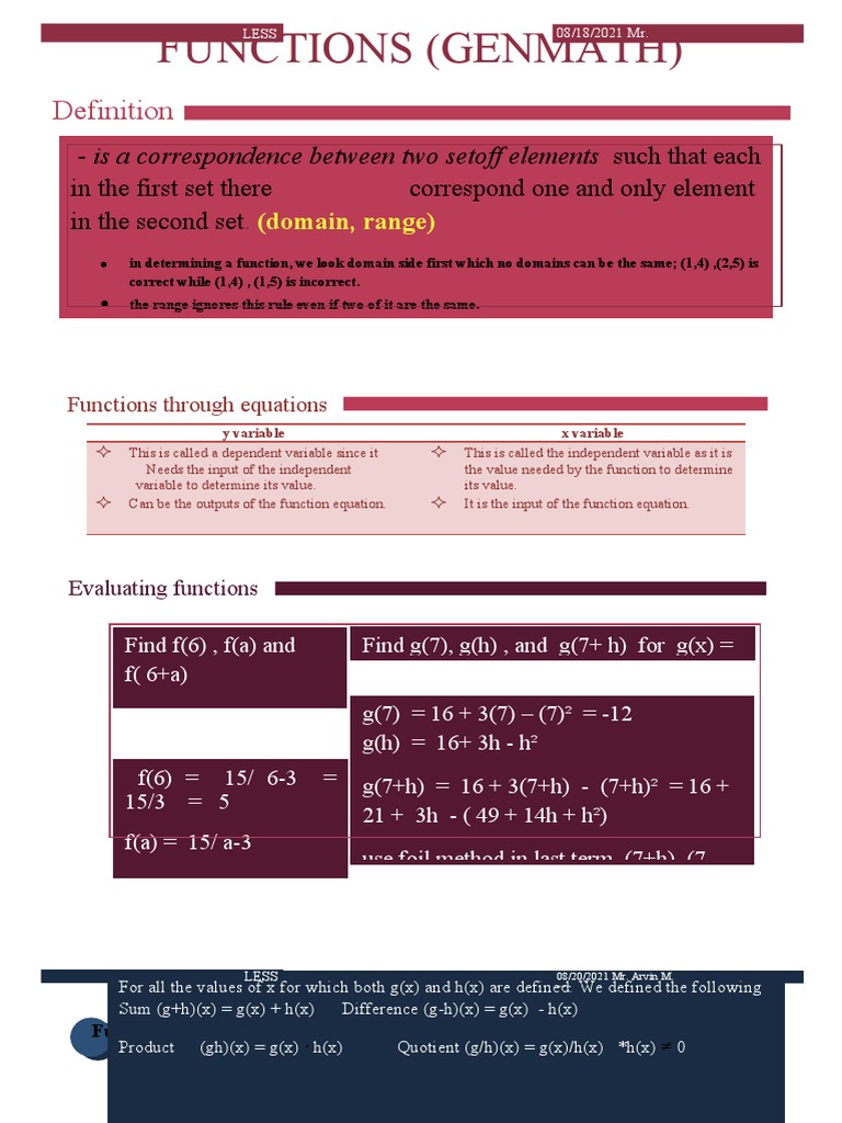 GenMath Week 1 Notes | PDF | Function (Mathematics) | Variable ...
