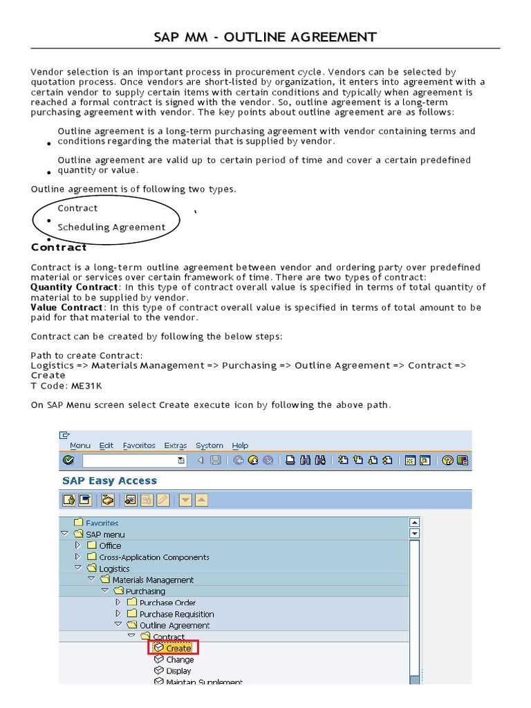 Sap MML Outline Agreement | PDF | Economies | Business Process