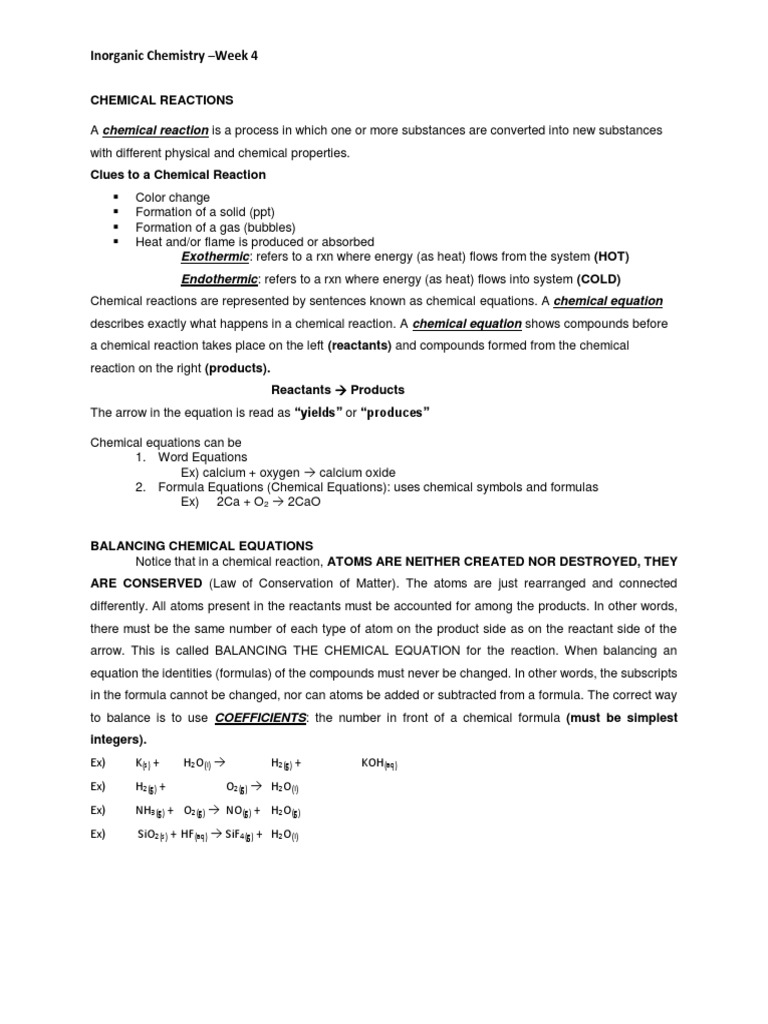 An In-Depth Examination of Chemical Reactions: Identifying Reaction ...