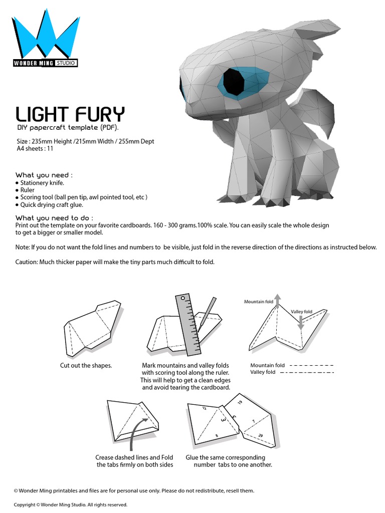 Light Fury: DIY Papercraft Template PDF | PDF