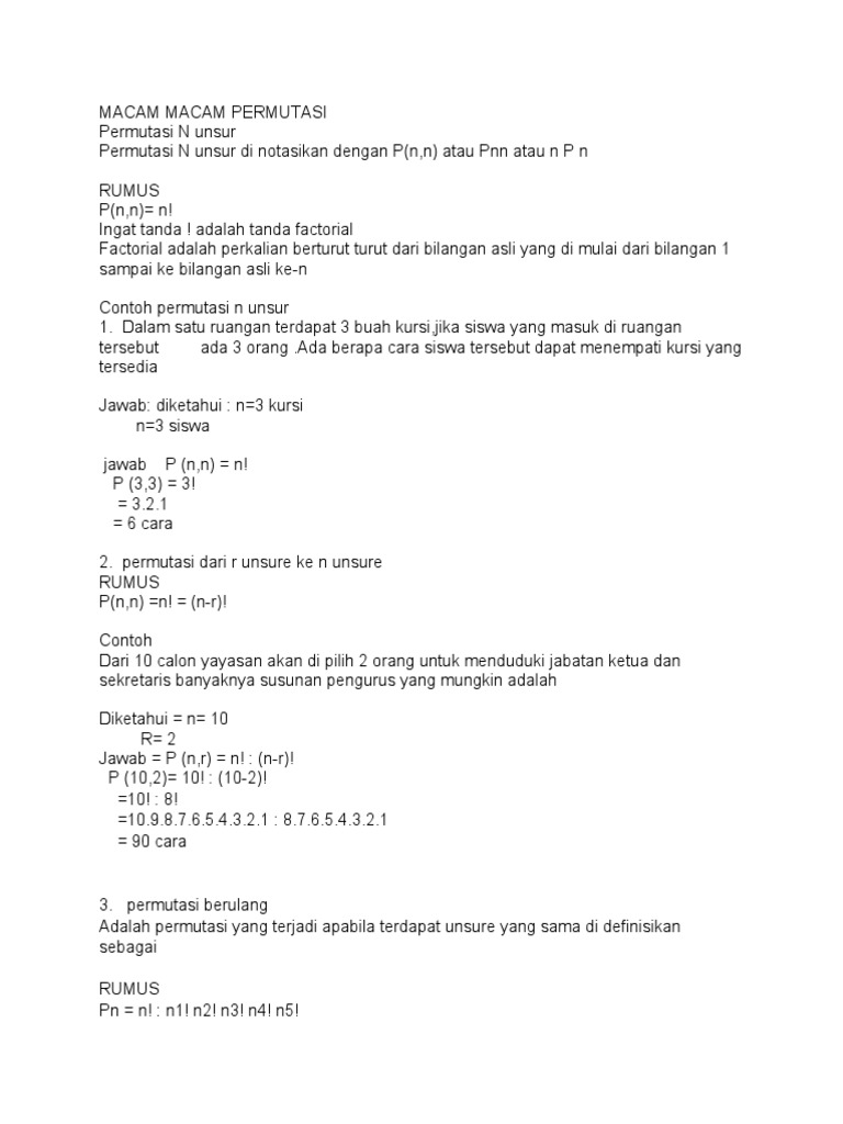 Macam Macam Permutasi | PDF