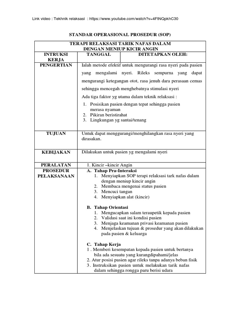 Sop Teknik Relaksasi | PDF