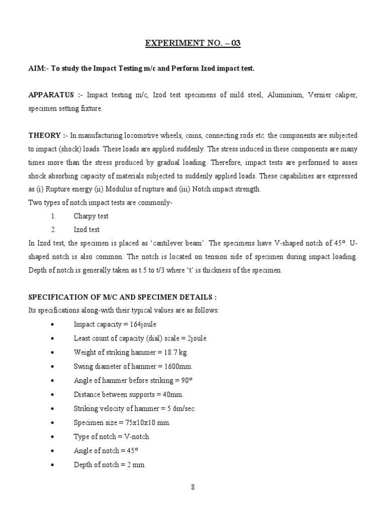 Impact Test Sample | Download Free PDF | Fracture | Hammer