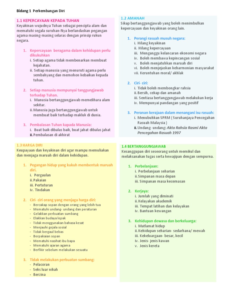(Form 5) Pendidikan Moral Notes (BP1) PART 1 | PDF
