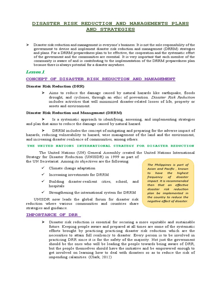 Effective Disaster Risk Management Plans | PDF | Disaster Risk ...