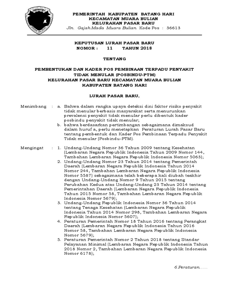 SK. Kader Posbindu (Contoh) | PDF