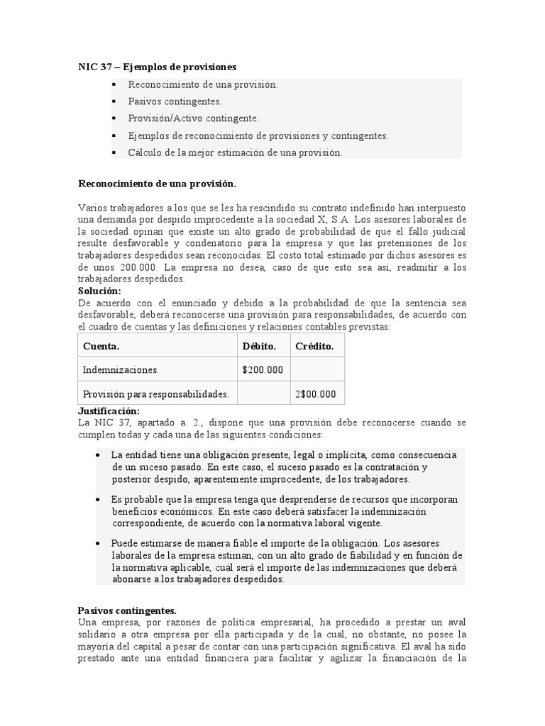 NIC 37 Ejemplos | PDF | Contabilidad | Estado financiero