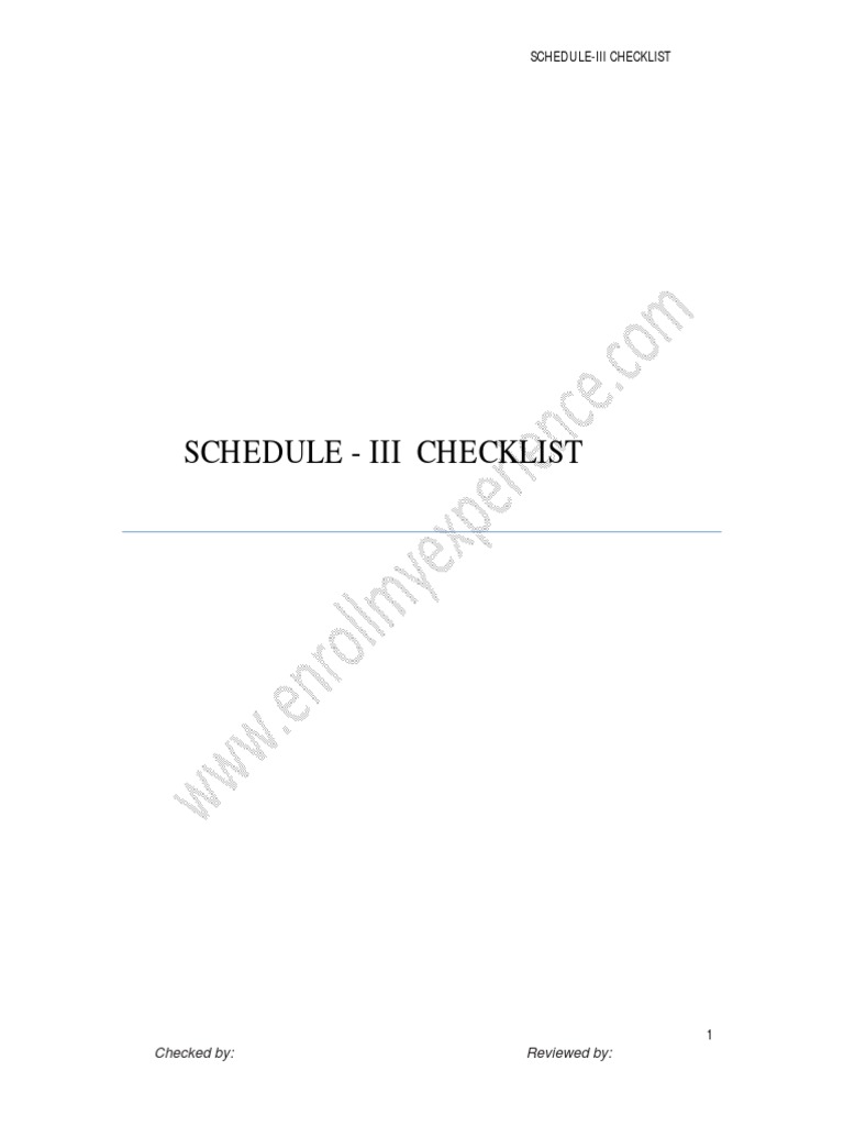 Checklist On Schedule III | PDF | Loans | Investing