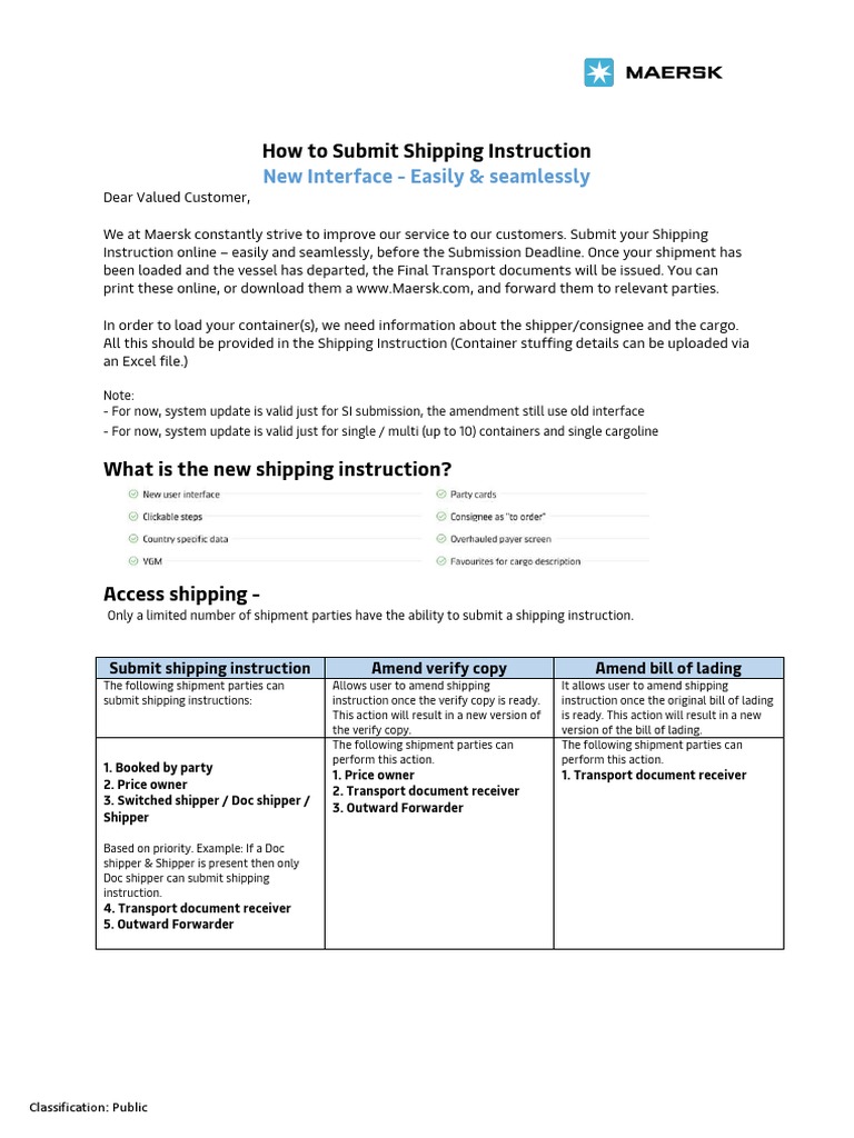 How To Submit Shipping Instruction: New Interface - Easily & Seamlessly ...