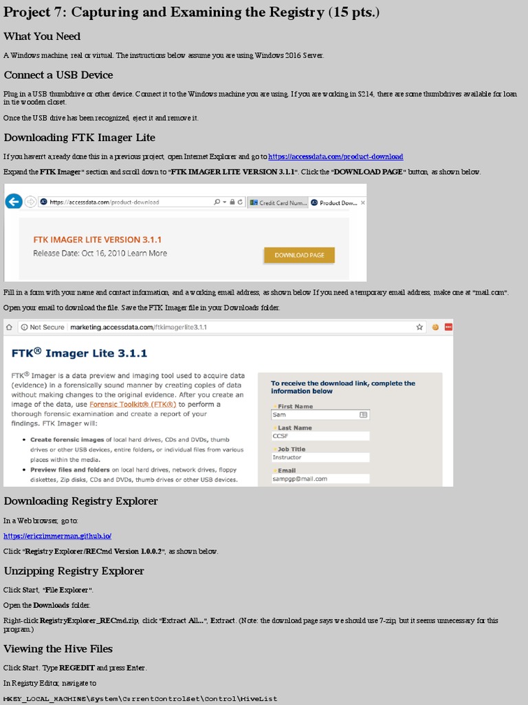 Lab 7 Capturing and Examining The Registry (15 PTS.) | PDF | Windows ...