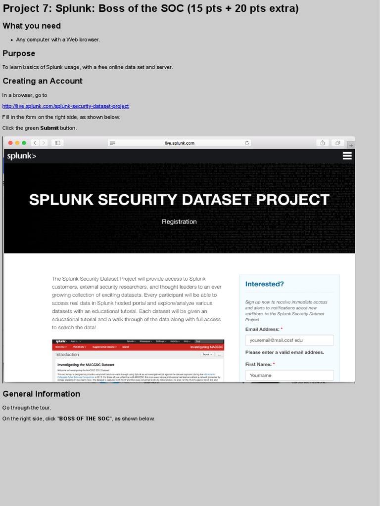 Lab 8 Splunk Boss of The SOC (15 Pts + 20 Pts Extra) | PDF | Internet ...