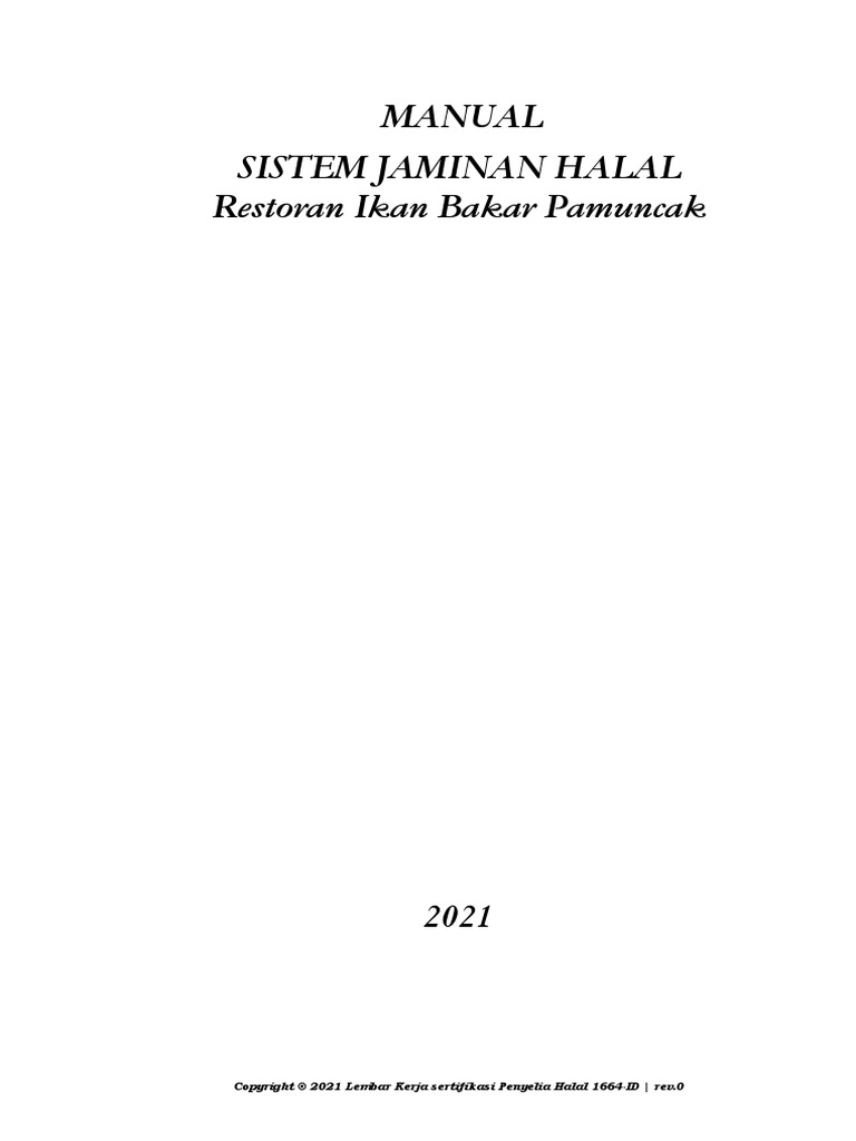 MAN-SJH Manual Sistem Jaminan Halal | PDF