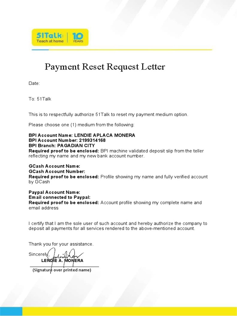 Request Letter - Payment Option | PDF
