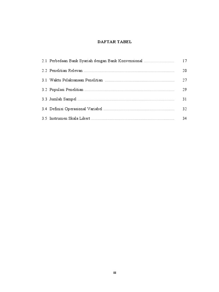 Daftar Tabel Proposal Ie | PDF | Pengelolaan Keuangan & Uang | Sains & Matematika