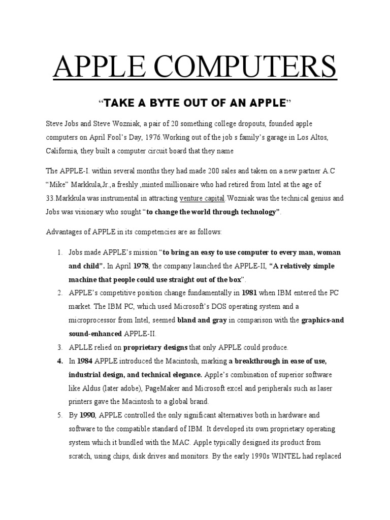 Apple Computers: " Take A Byte Out of An Apple" | PDF | Macintosh ...
