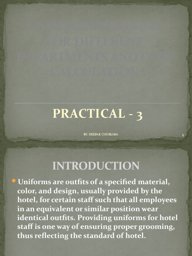 Practical 3 Uniform Designing For Different Departments and Cost ...