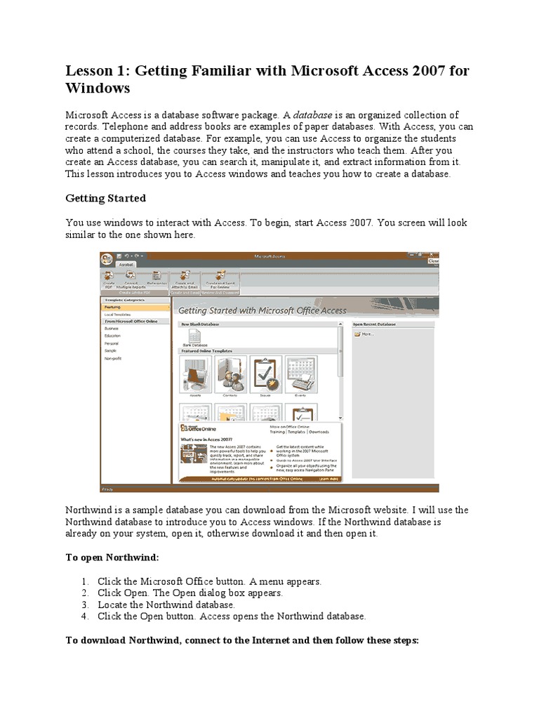 MS Access 2007 Tutorial | PDF | Table (Database) | Databases