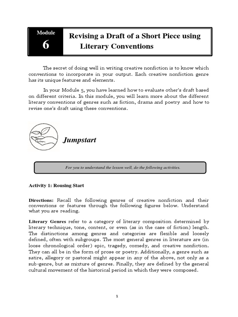Lesson 6 Revising Draft Using Literary Convention | PDF | Genre | Poetry