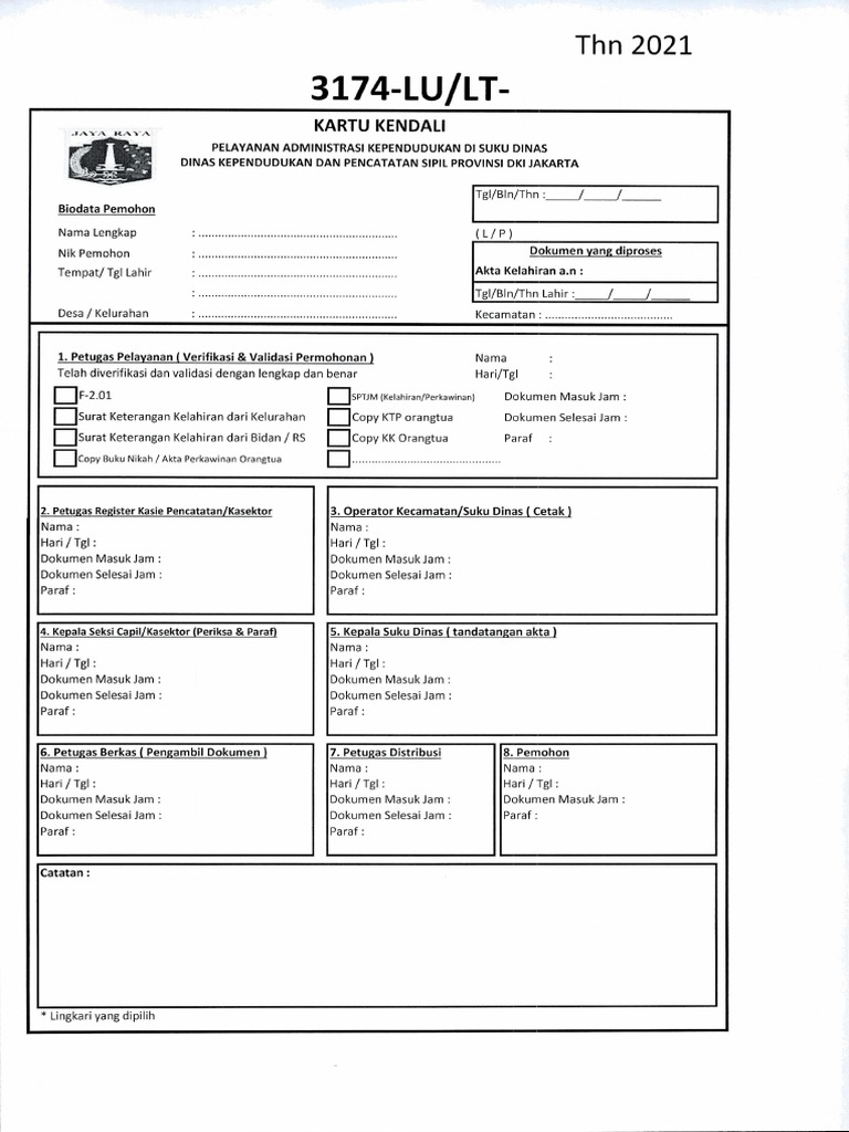 Formulir Akta Kelahiran F-2.01 | PDF