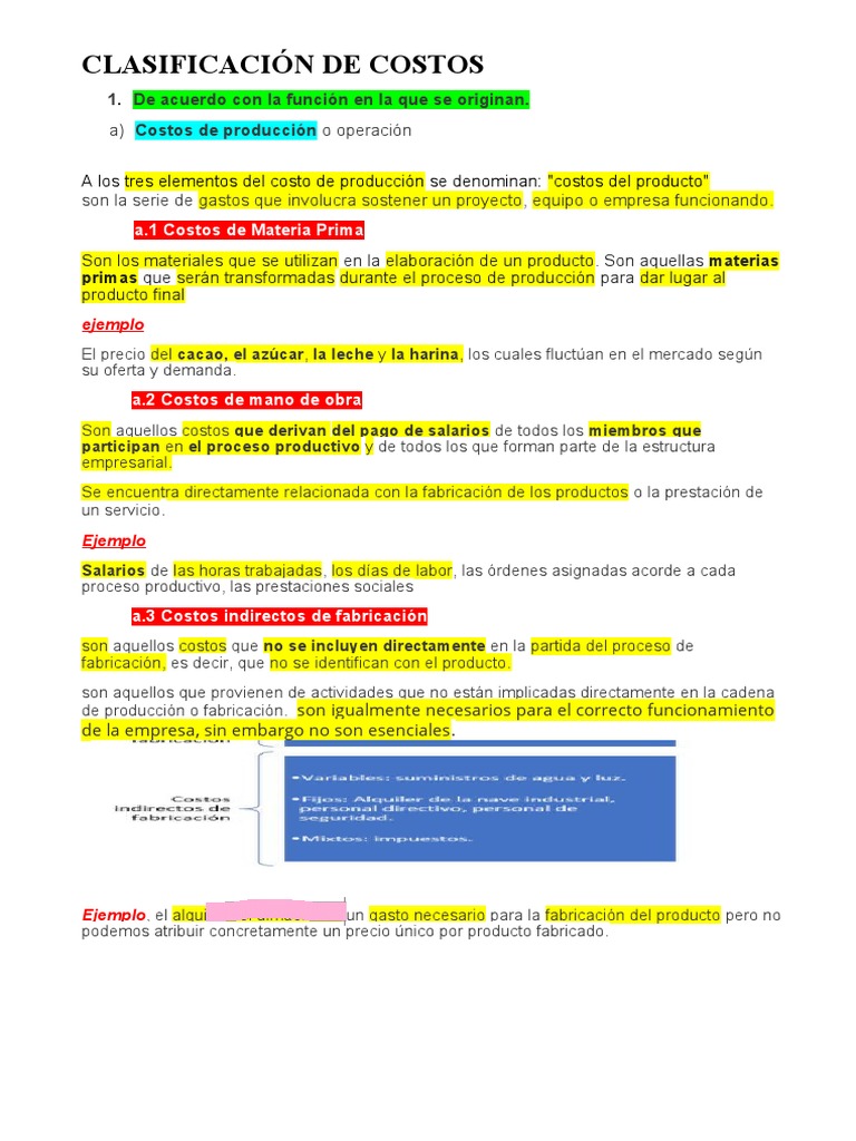 Clasificación de Costos | PDF | Costo | Producto (Negocio)