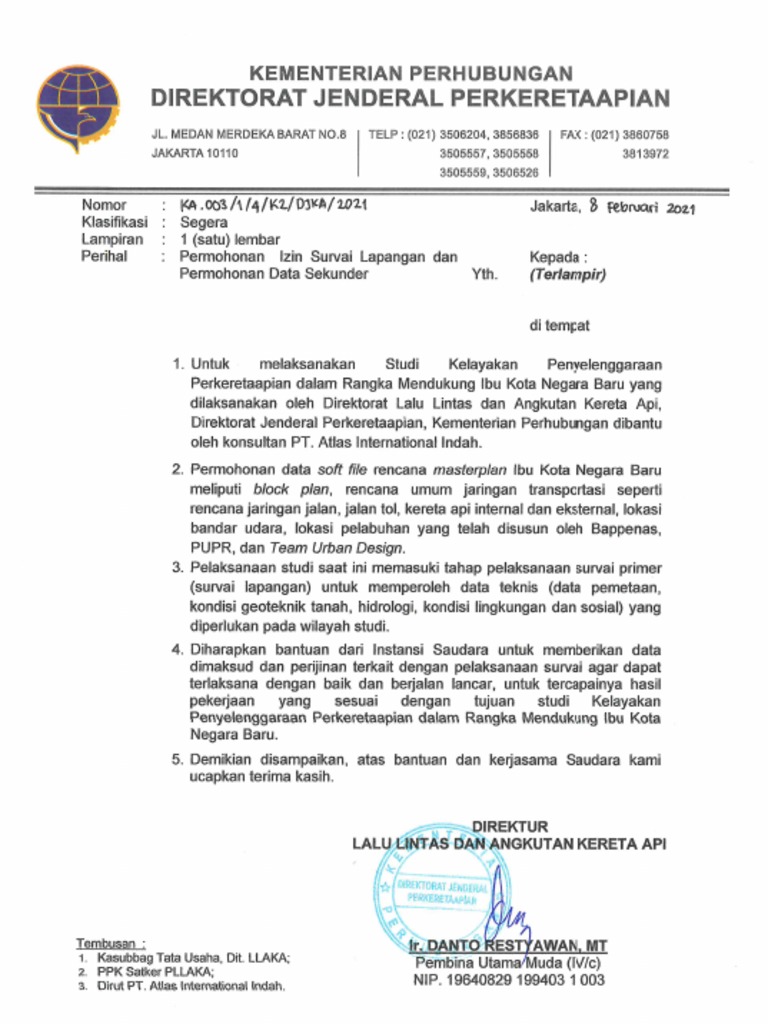 Surat Permohonan Data IKN (Satker) | PDF