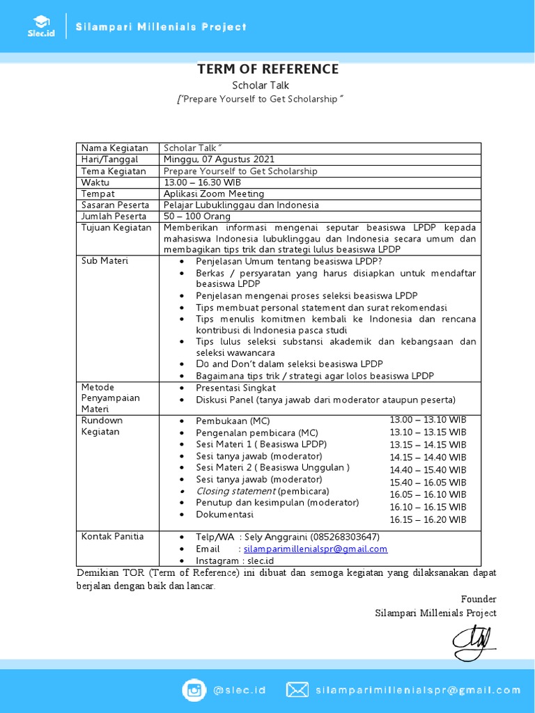 Gambaran TOR Beasiswa LPDP | PDF