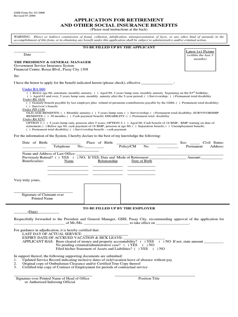 Gs Is App For Retirement Form | PDF | Annuity (European) | Pension