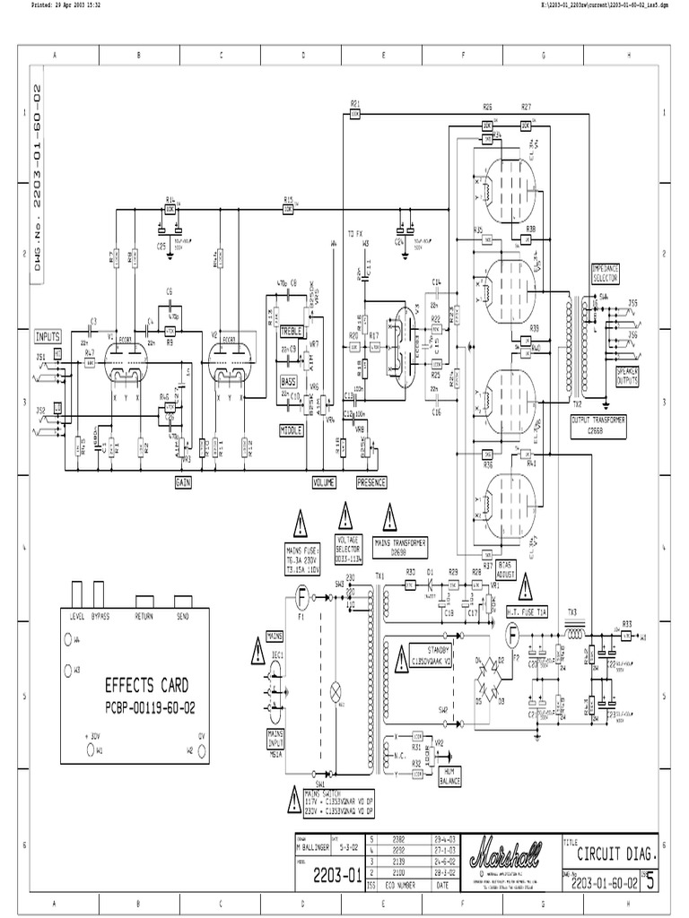 Marshall 2203 Reissue Schematic | PDF