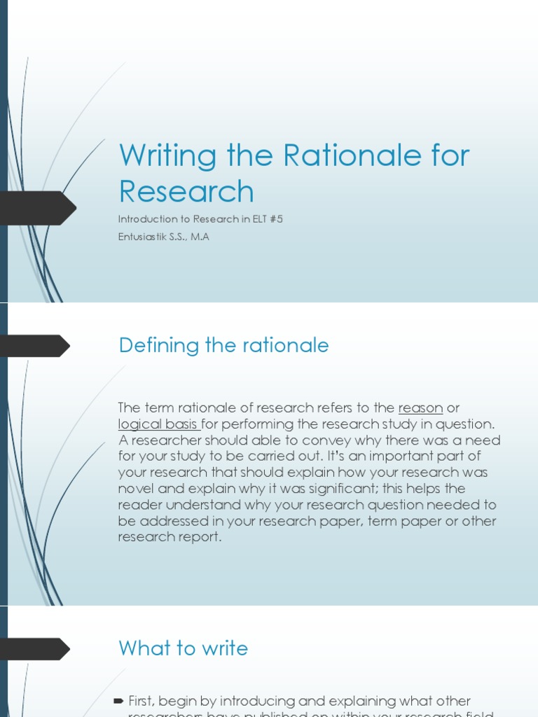 Rationale For Research - Research Questions | PDF | Reason | Linguistics
