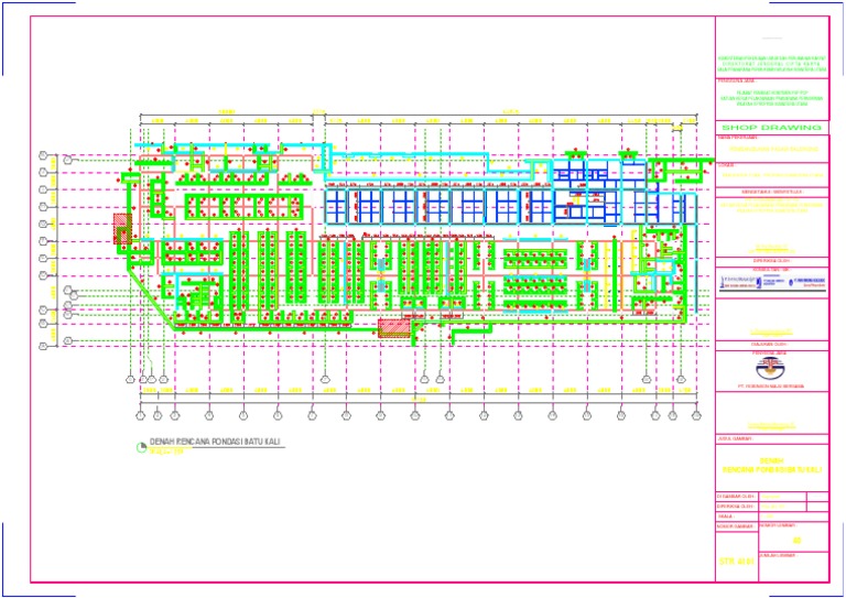 Denah Rencana Pondasi Batu Kali: Shop Drawing | PDF