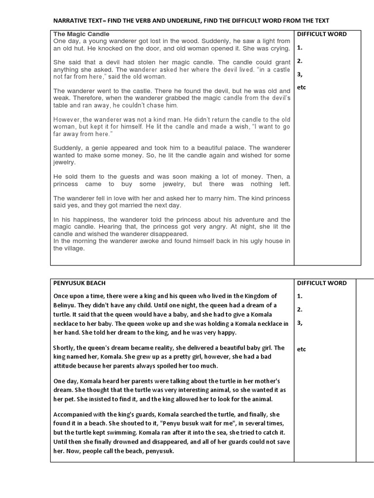 Narrative Text Analysis | PDF