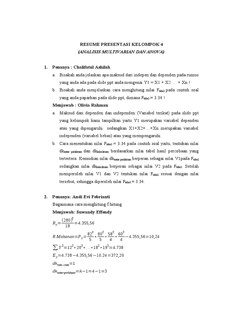 Analisis Multivariat & ANOVA | PDF