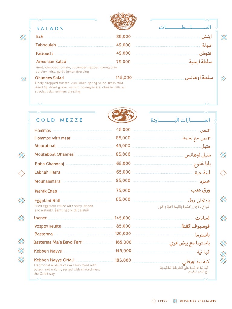 BATROUN Ohannes Dine in Menu 2021 | PDF