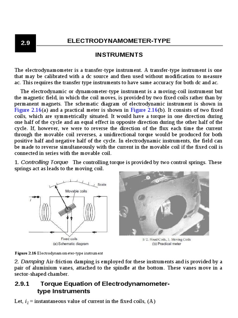 Electrodynamic Instrument Operation and Torque Equation | PDF ...