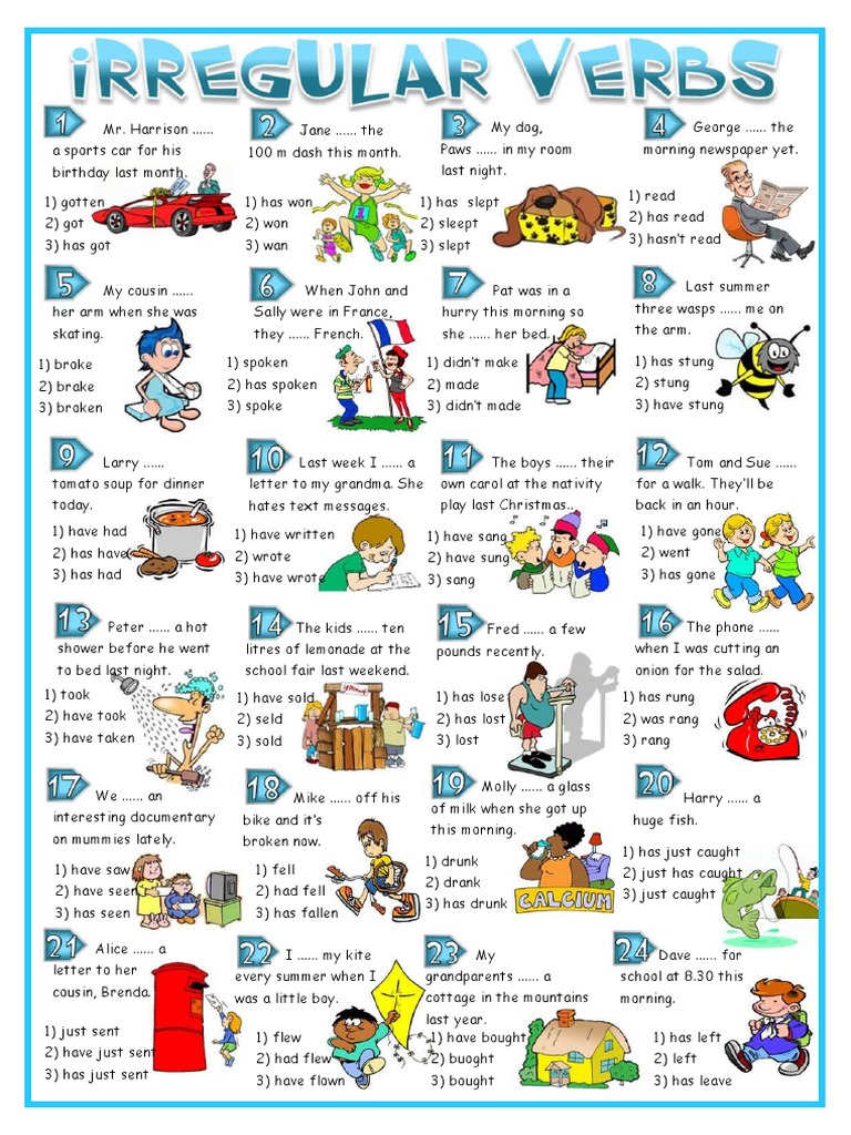 Irregular Verbs Practice Fun Activities Games Grammar Drills 36574 | PDF