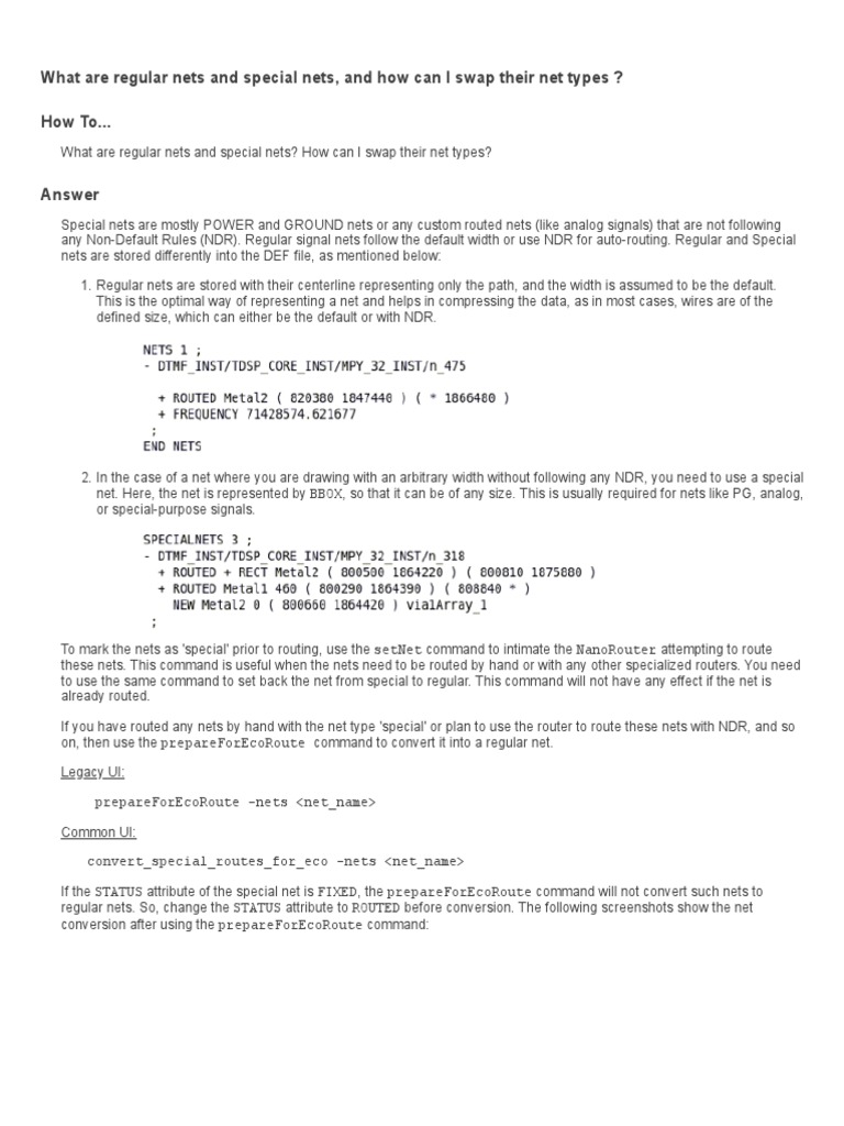 What Are Regular Nets and Special Nets, and How Can I Swap Their Net ...
