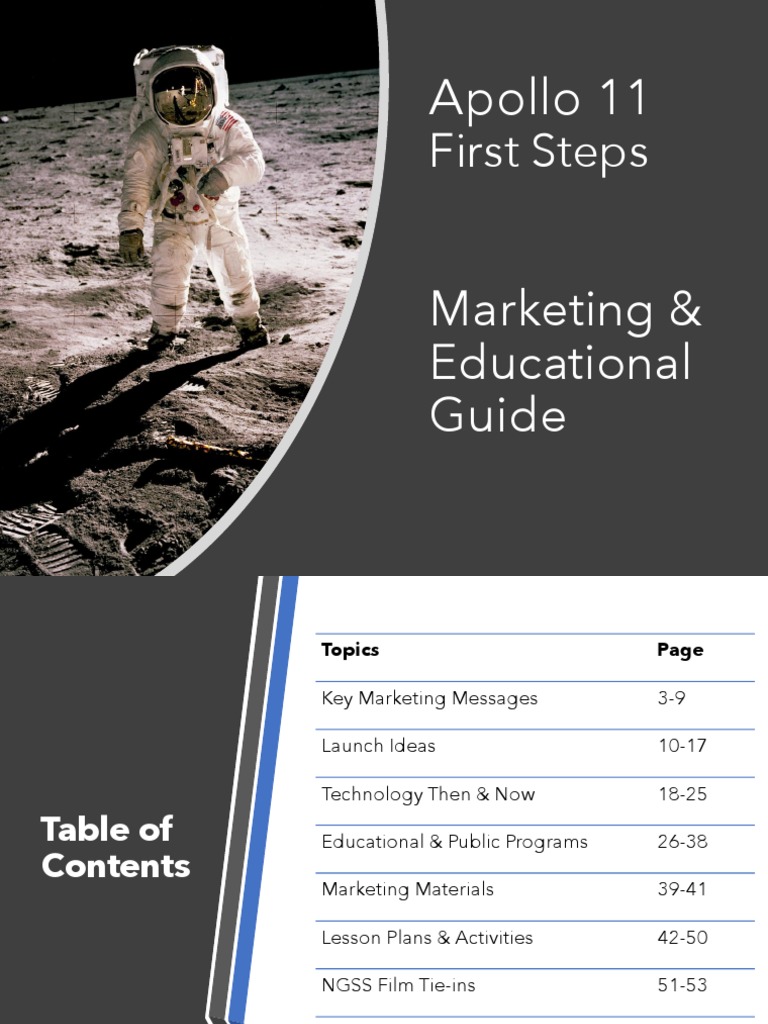 Apollo 11 First Steps Marketing & Educational Guide | PDF | Moon ...